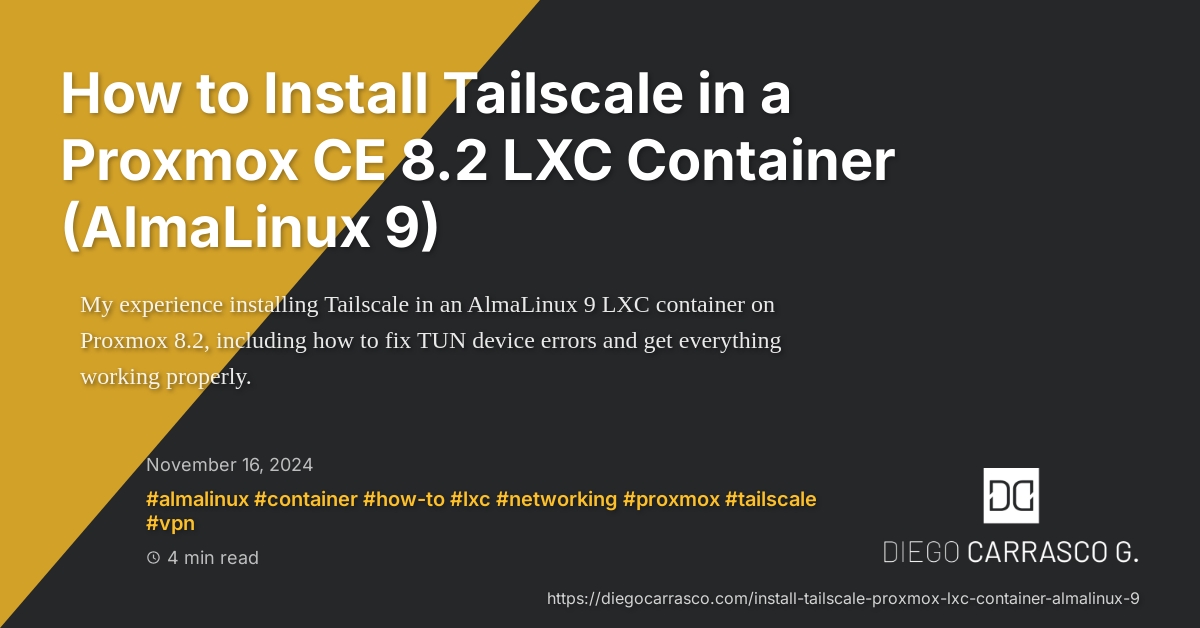 How to Install Tailscale in a Proxmox CE 8.2 LXC Container (AlmaLinux 9 ... How to Install Tailscale in a Proxmox CE 8.2 LXC Container (AlmaLinux 9 ...