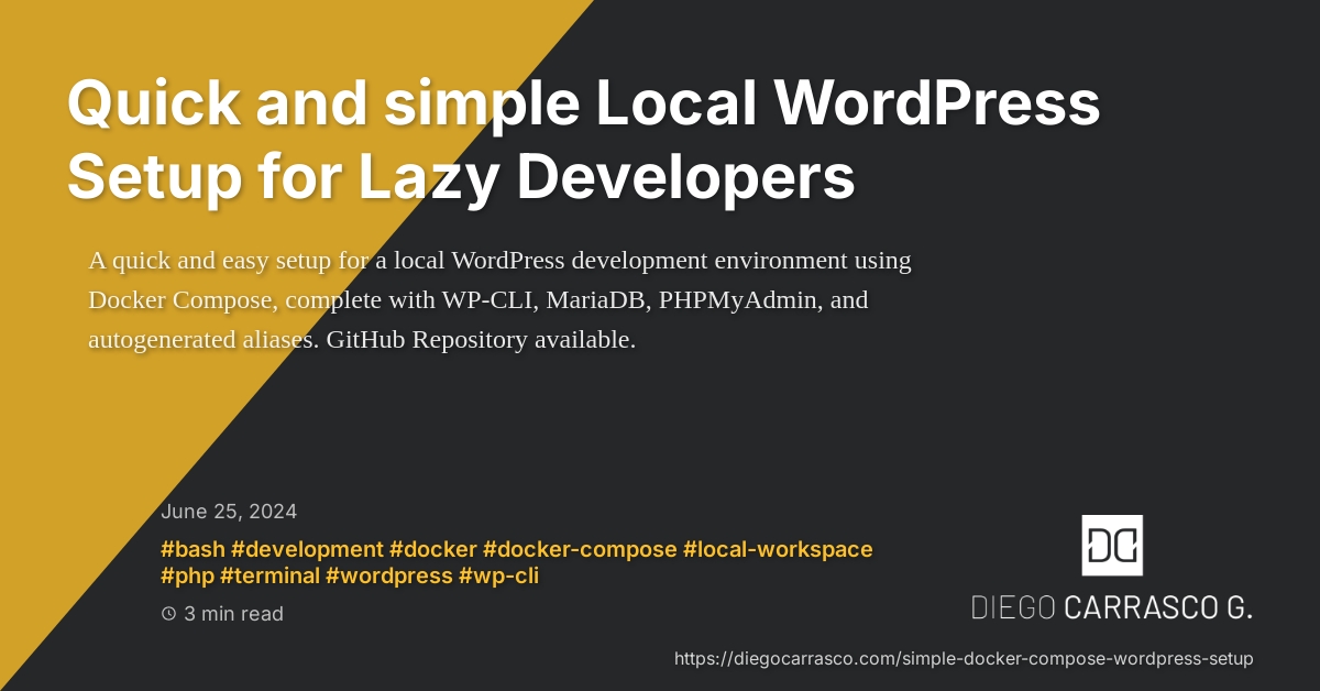 Quick And Simple Local Wordpress Setup For Lazy Developers Diego A 9750